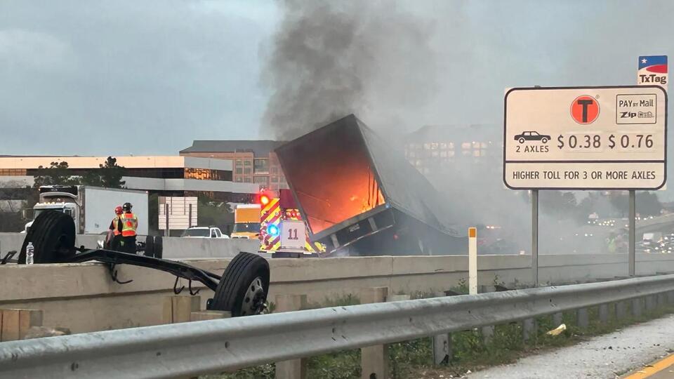 President George Bush Turnpike closed in Irving after fiery 18-wheeler ...