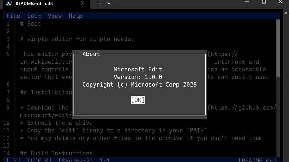 Microsoft Edit Command-Line Text Editor Gets Feature and Massive ...