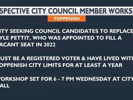 Toppenish to hold workshop Wednesday for prospective council candidates