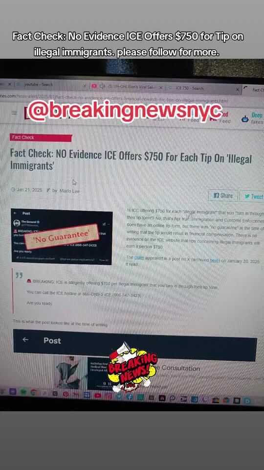 Fact Check: No Evidence ICE Offers $750 for Tip on illegal immigrants ...