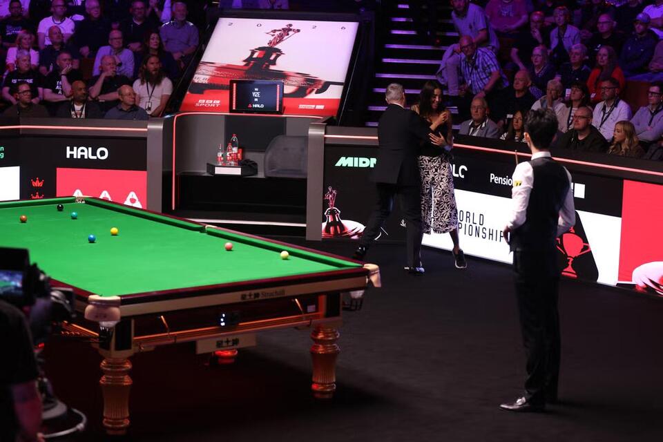 World Snooker Championship final interrupted by protester as referee ...