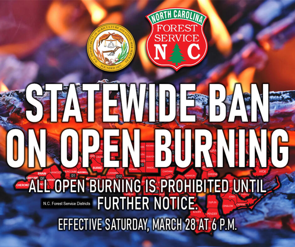 Statewide Burn Ban Now in Effect in North Carolina - NewsBreak