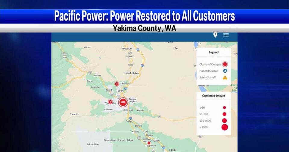 Fire causes heavy power outages in Yakima County - NewsBreak