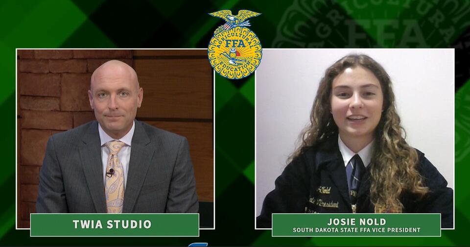 Mike Pearson talks with Josie Nold who is serving as the South Dakota ...