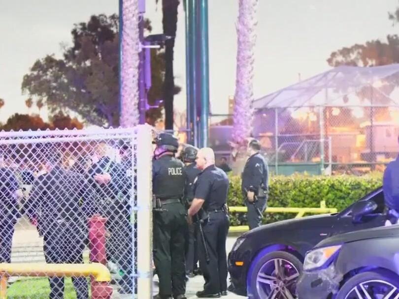 LAPD officers injured breaking up fight