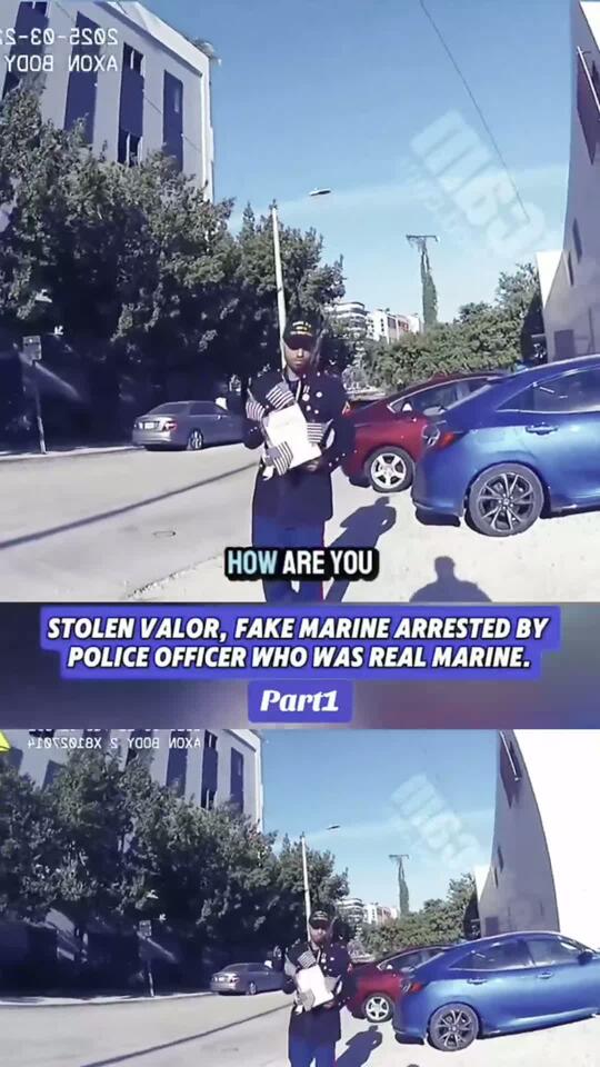 #caughtoncamera Stolen valor, fake Marine arrested by police officer ...