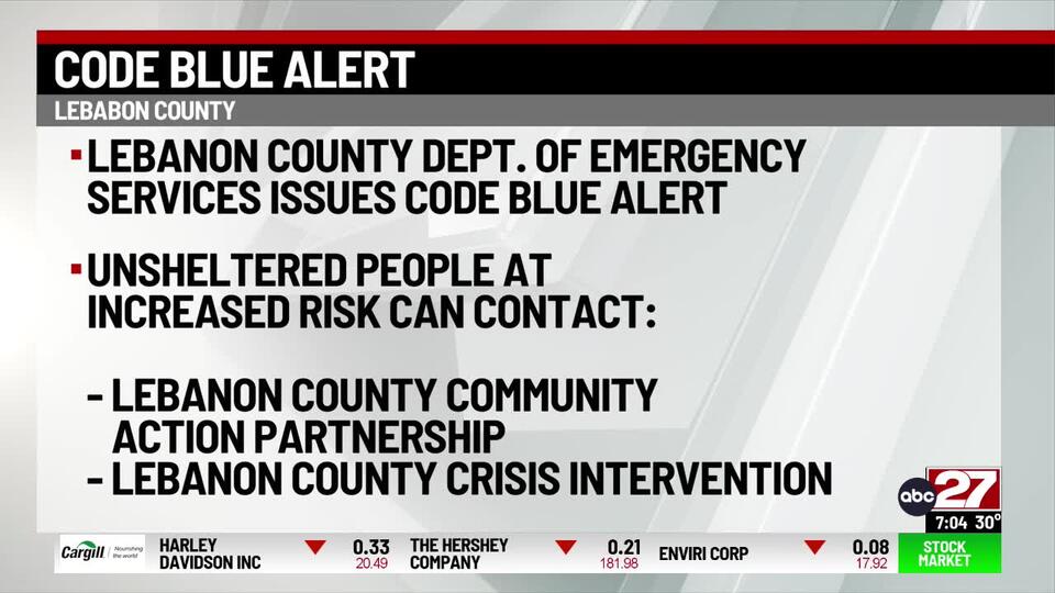 Code Blue Alert issued in Lebanon County due to frigid weather - NewsBreak