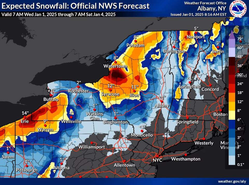 First days of 2025 will see heavy lake effect snow across Central NY ...