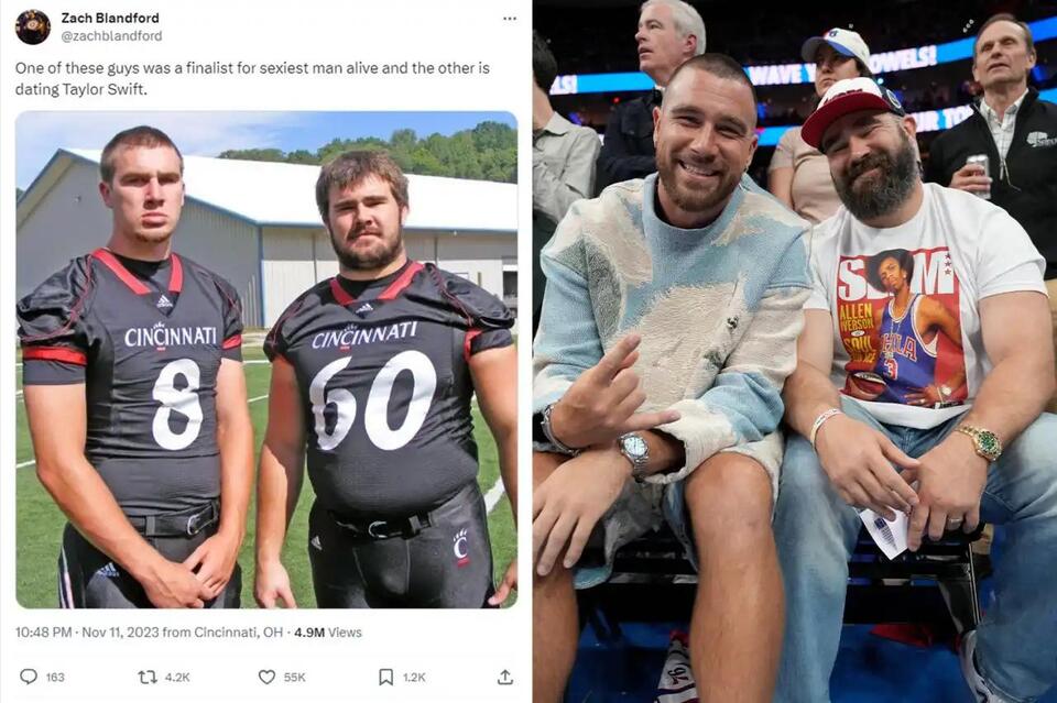 NFL star Travis Kelce looks unrecognizable alongside brother Jason in shock difference from ...