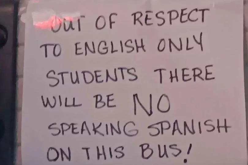 Fury after chilling sign put up in school bus banning anyone from ...