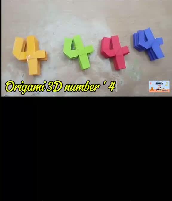 How to make origami 3D number 4 gessideas origami origamitutorial DIY ...