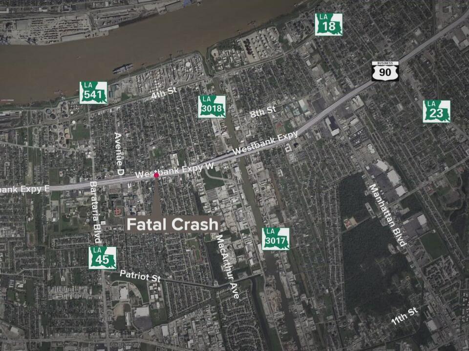 One dead after car falls off elevated expressway in Marrero, state ...