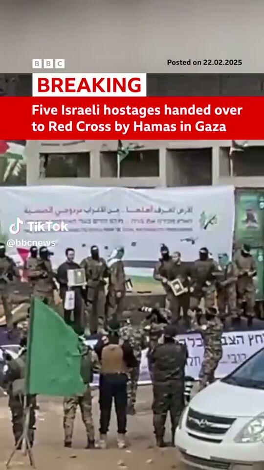 5 ESRAELI HOSTAGES HANDED OVER TO TED CROSS BY HAMAS IN GAZA - NewsBreak