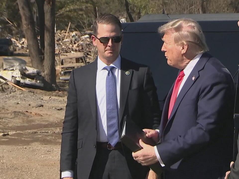 Former President Donald Trump tours Helene damage in North Carolina