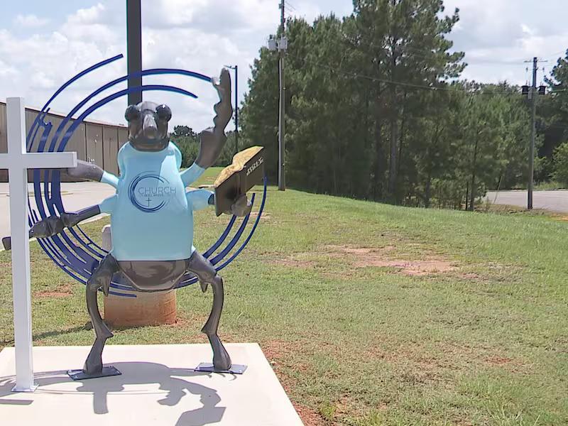 New Boll Weevil statue unveiled at Enterprise church