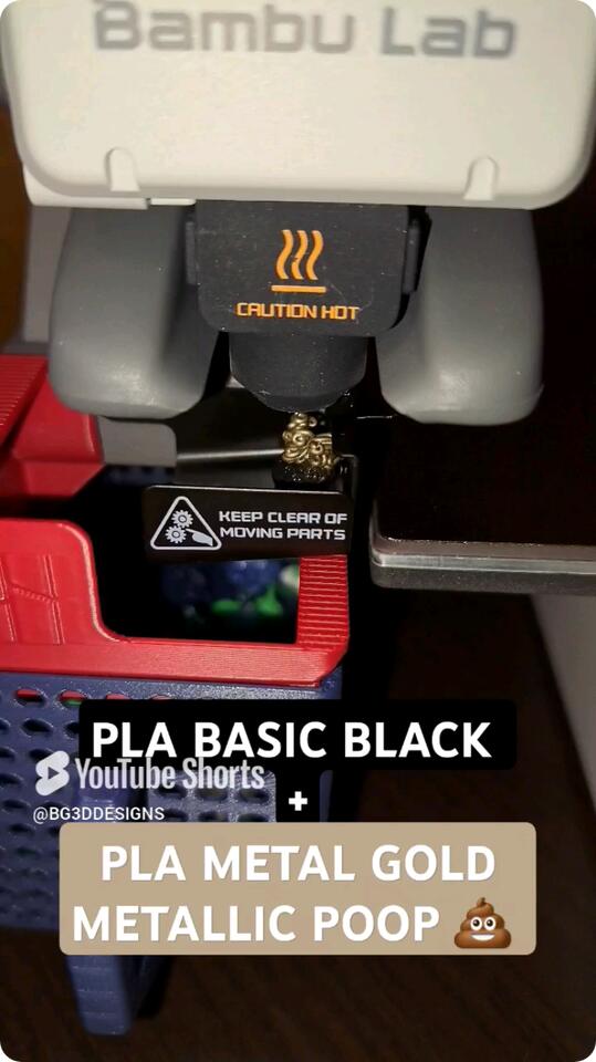 COLOR SWAP- PLA BASIC BLACK TO PLA METAL GOLD METALLIC POOP 💩 BAMBU LAB ...