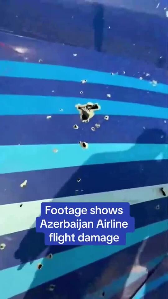 Chilling footage shows damage on the Azerbaijan Airlines plane that crashed in Kazakhstan ...