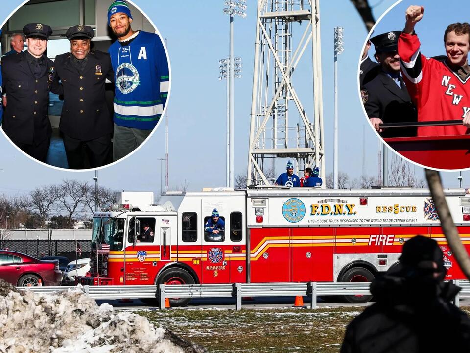 Rangers wear NYPD and FDNY jerseys, arrive in cop cars and firetrucks ...