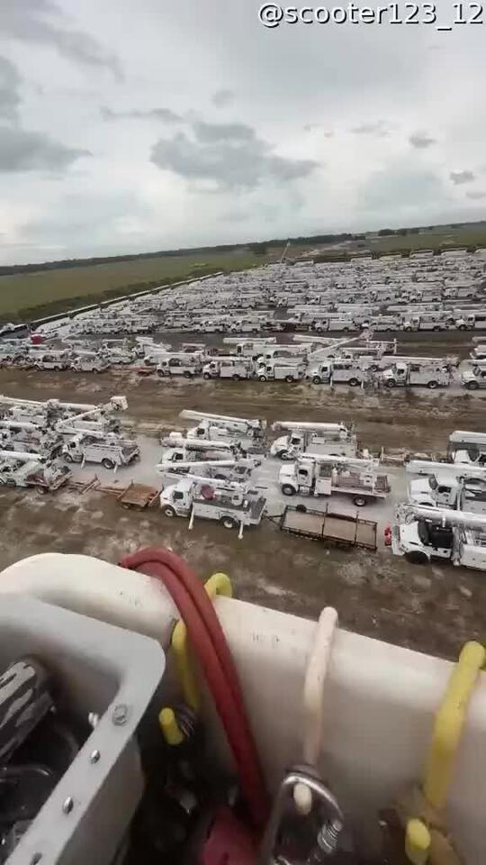 Lineworker Trucks Assemble in Preparation for Hurricane Helene - NewsBreak