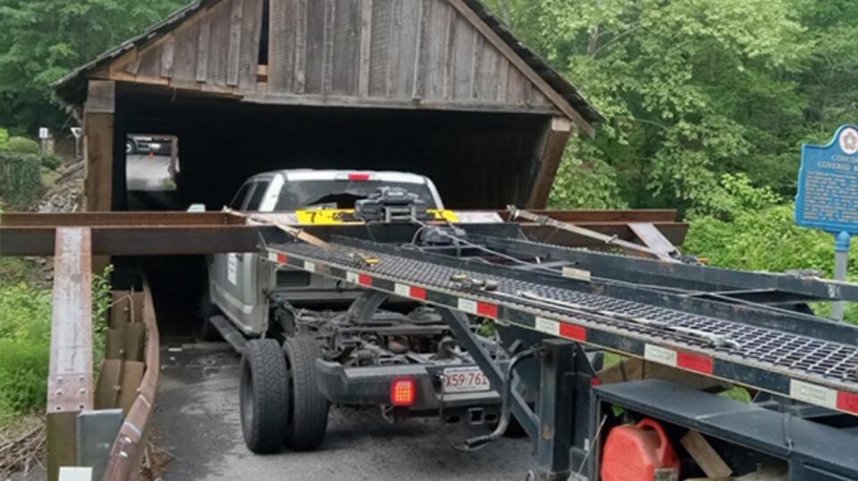 Historic Cobb County covered bridge struck again despite warning signs ...