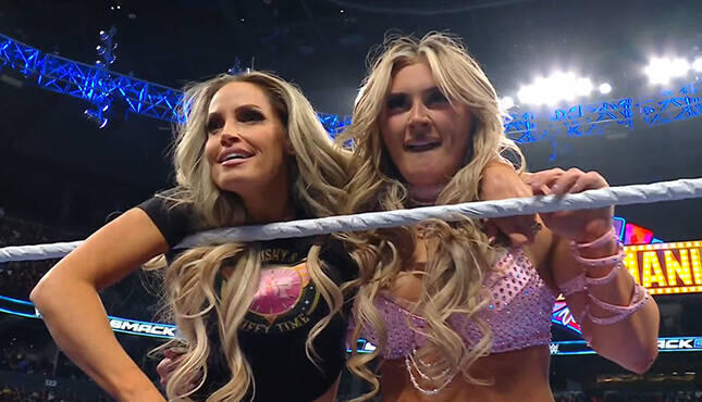Trish Stratus & Tiffany Stratton Fight Off Nia Jax & Candice LeRae On ...