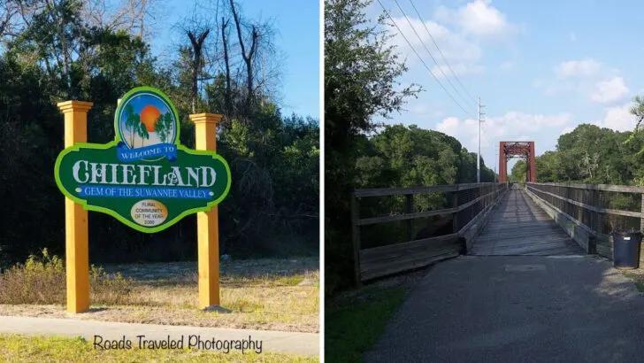 A 32-mile bike trail in Florida follows an old railroad through four ...