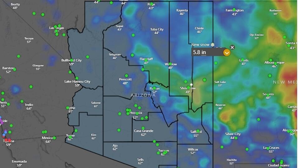 Arizona Weekend Storm: Snow on the Rim, Heavy Rain in the South - NewsBreak