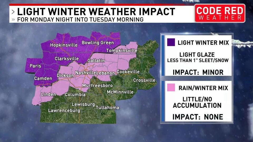Winter weather mix to impact Tennessee as rain and sleet arrive late ...