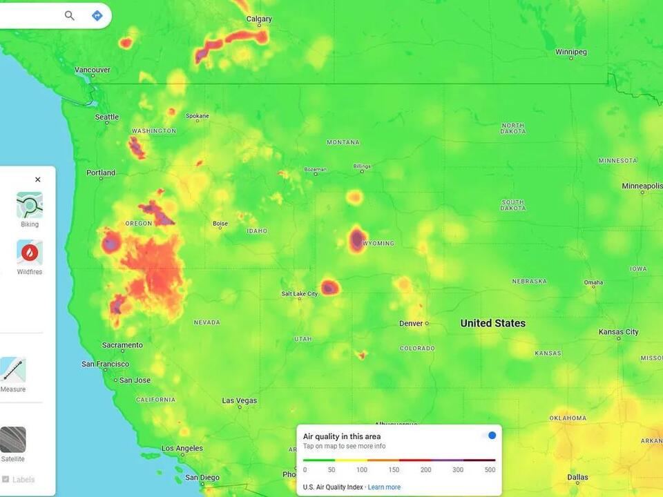 How you can use Google Maps to track wildfires and air quality