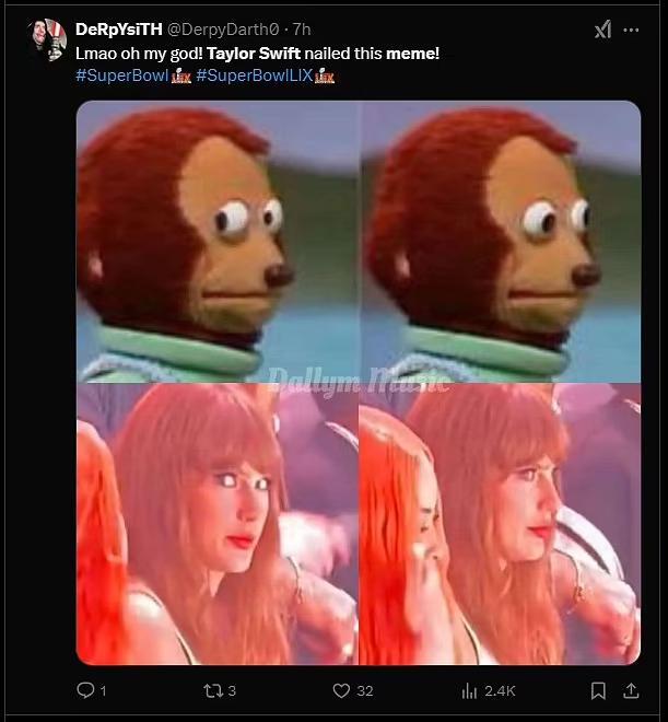 Taylor Swift becomes an instant meme as she reacts to Super Bowl booing ...