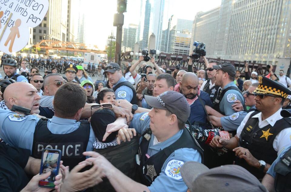 Palestinian American protesters question actions of police who arrested ...