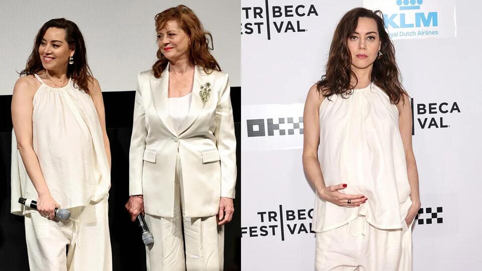 Aubrey Plaza Cradles Pregnant Belly as She Premieres New Movie ‘The ...