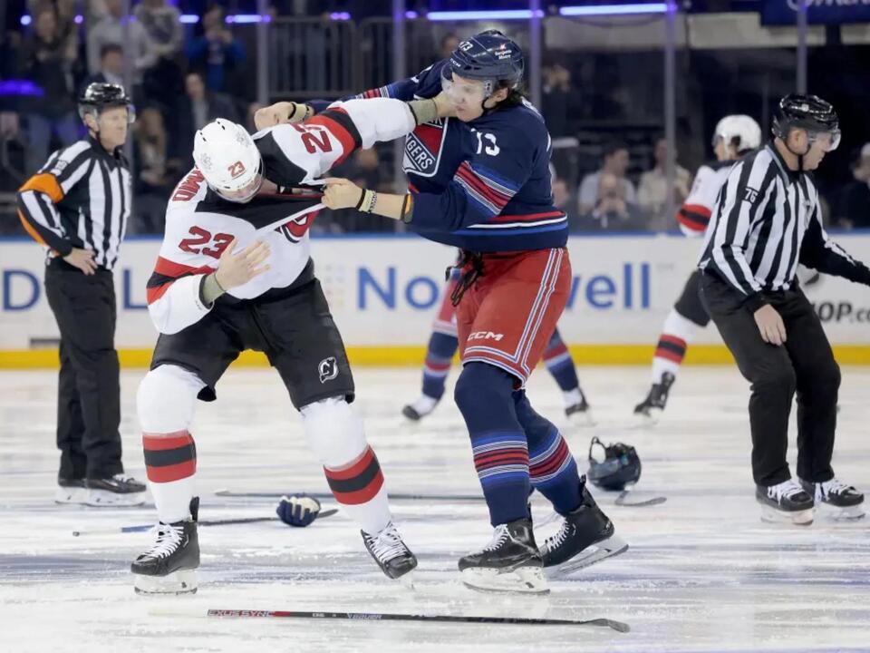 Rangers make points with their fists and play in win over Devils