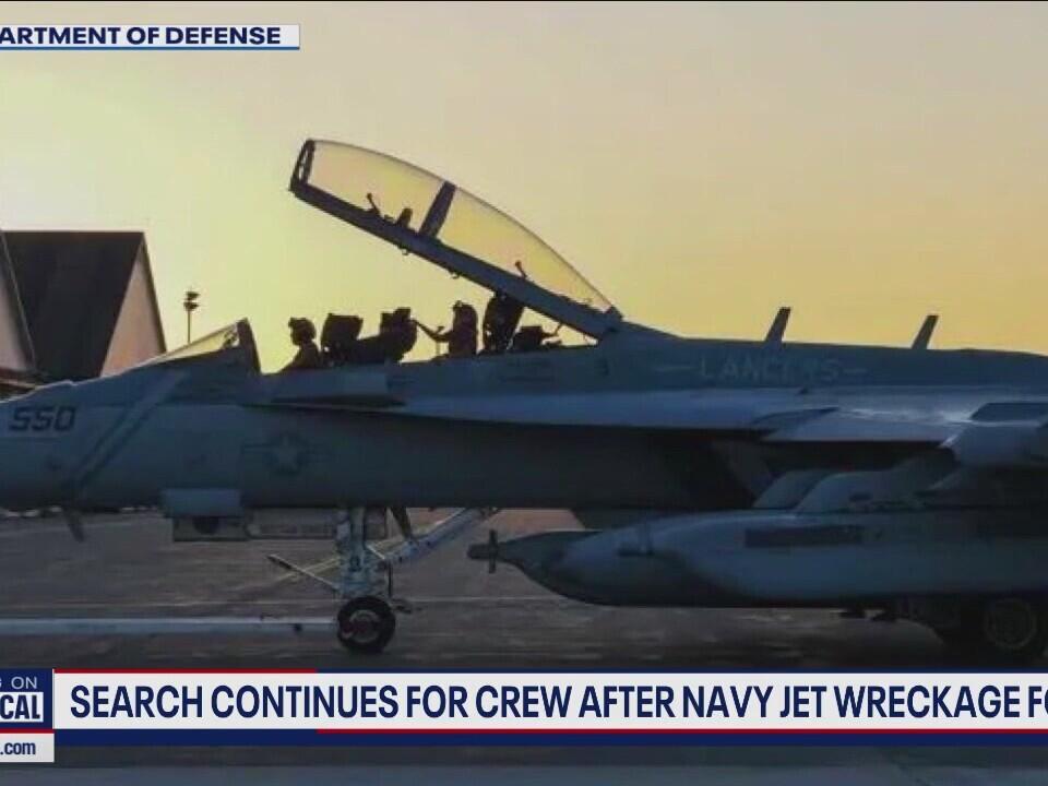 Crews of crashes Navy jet remains missing