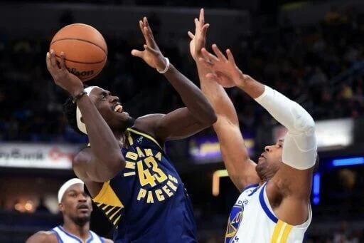 Indiana's Pascal Siakam takes a shot over Golden State's Al Horford as ...