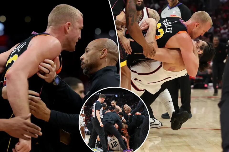 Mason Plumlee, Steven Adams ejected after fiery Suns-Rockets scuffle - NewsBreak