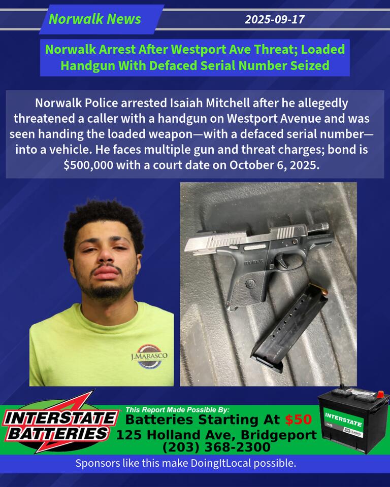 Norwalk Arrest After Westport Ave Threat; Loaded Handgun With Defaced ...