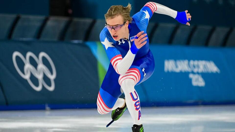 USA's Jordan Stolz wins gold medal and sets Olympic record in speed ...