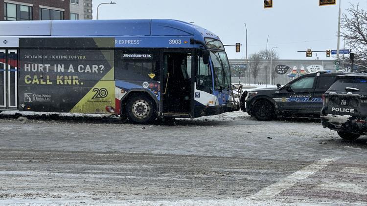 2 officers hospitalized after RTA bus collides with Cleveland police ...