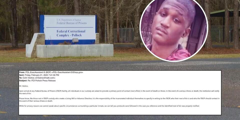 Federal Bureau of Prisons responds to death of Pollock inmate - NewsBreak