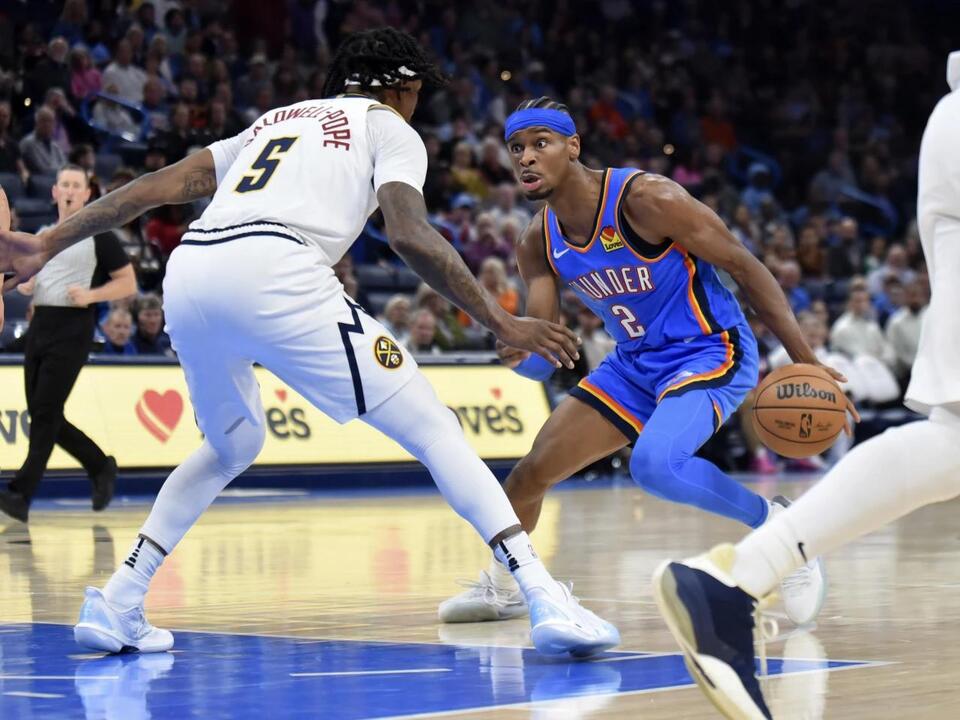 Gilgeous-Alexander scores 34 points, Thunder beat short-handed Nuggets 105-100