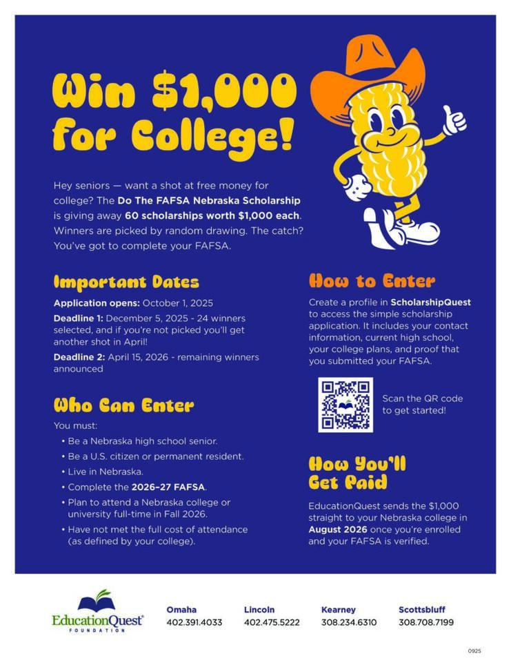 24 Nebraska high school seniors awarded $1,000 Do The FAFSA Nebraska ...
