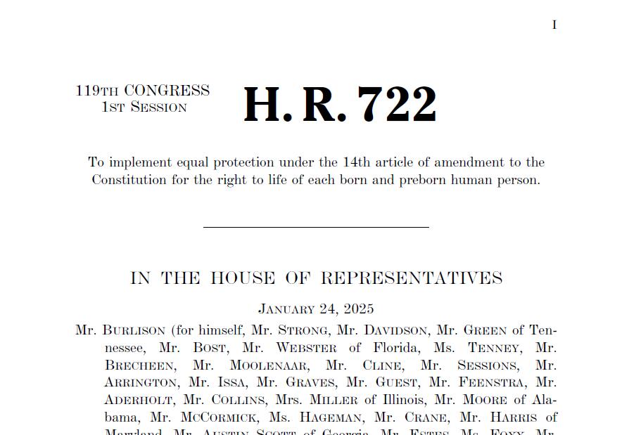 “Life at Conception Act” Introduced in U.S. House, Seeking 14th ...