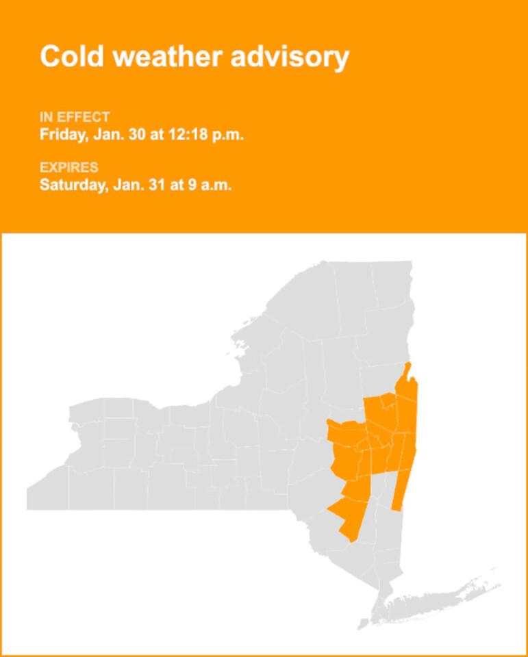 NY weather: Cold weather advisory in place for part of New York until ...