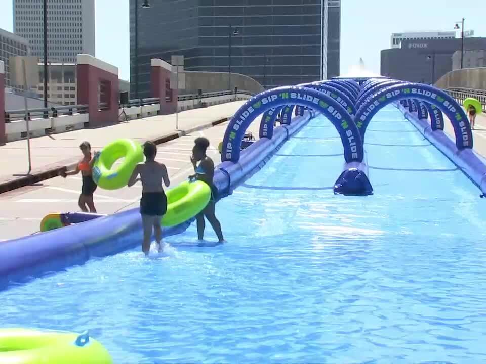 Sip 'N Slide Takes Over Boulder Ave Bridge In Tulsa
