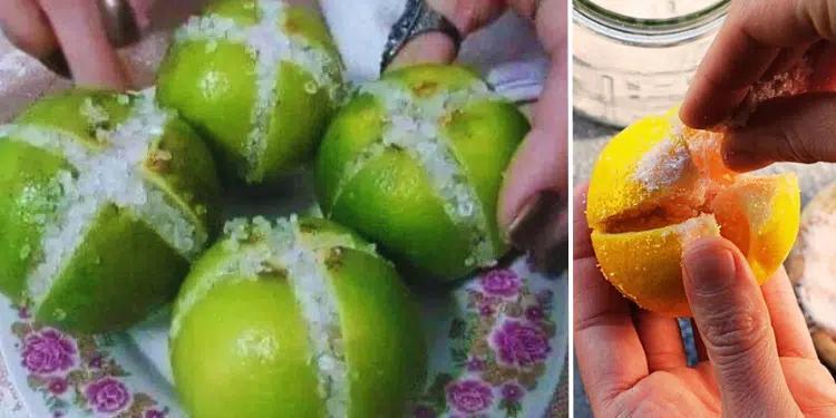 Cut a Lemon into Four Parts, Sprinkle with Salt, and Place It in the ...