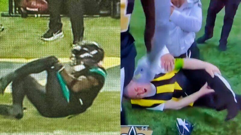 Footage Of Alvin Kamara Breaking Sideline Official’s Leg & Just Walking ...