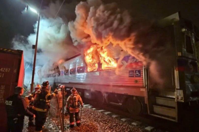 Pennsylvania passenger train bursts into flames as 350 passengers flee ...