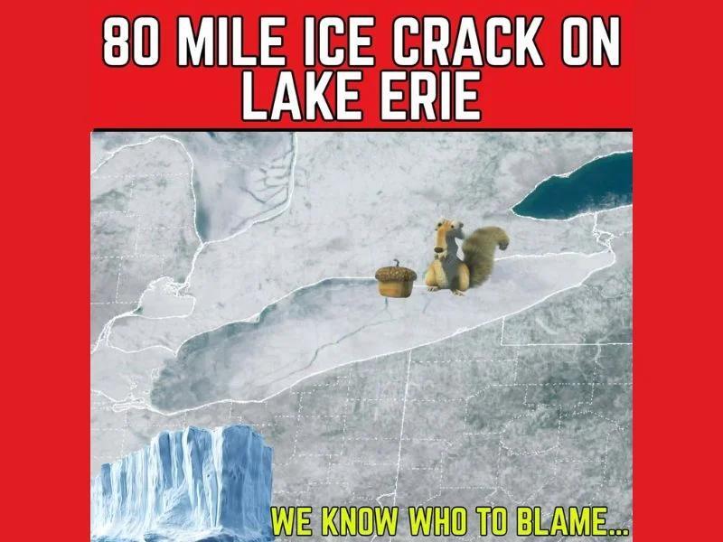 Lake Erie Ice Crack Spanning About 70–80 Miles Sparks Memes Across Ohio ...