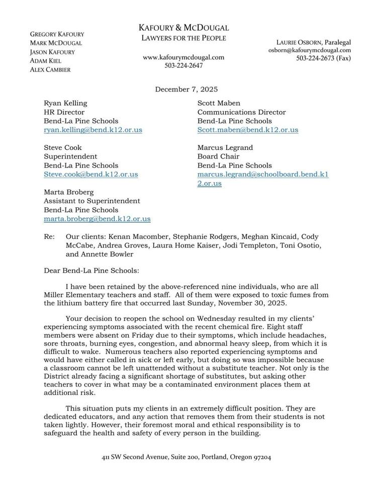 Teachers report illness, allege toxic exposure after Bend school fire ...